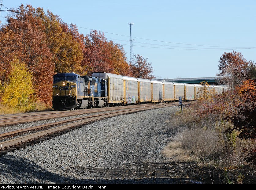 CSX 237 leads Westbound CSX Q227 at MP 127 on track number one.